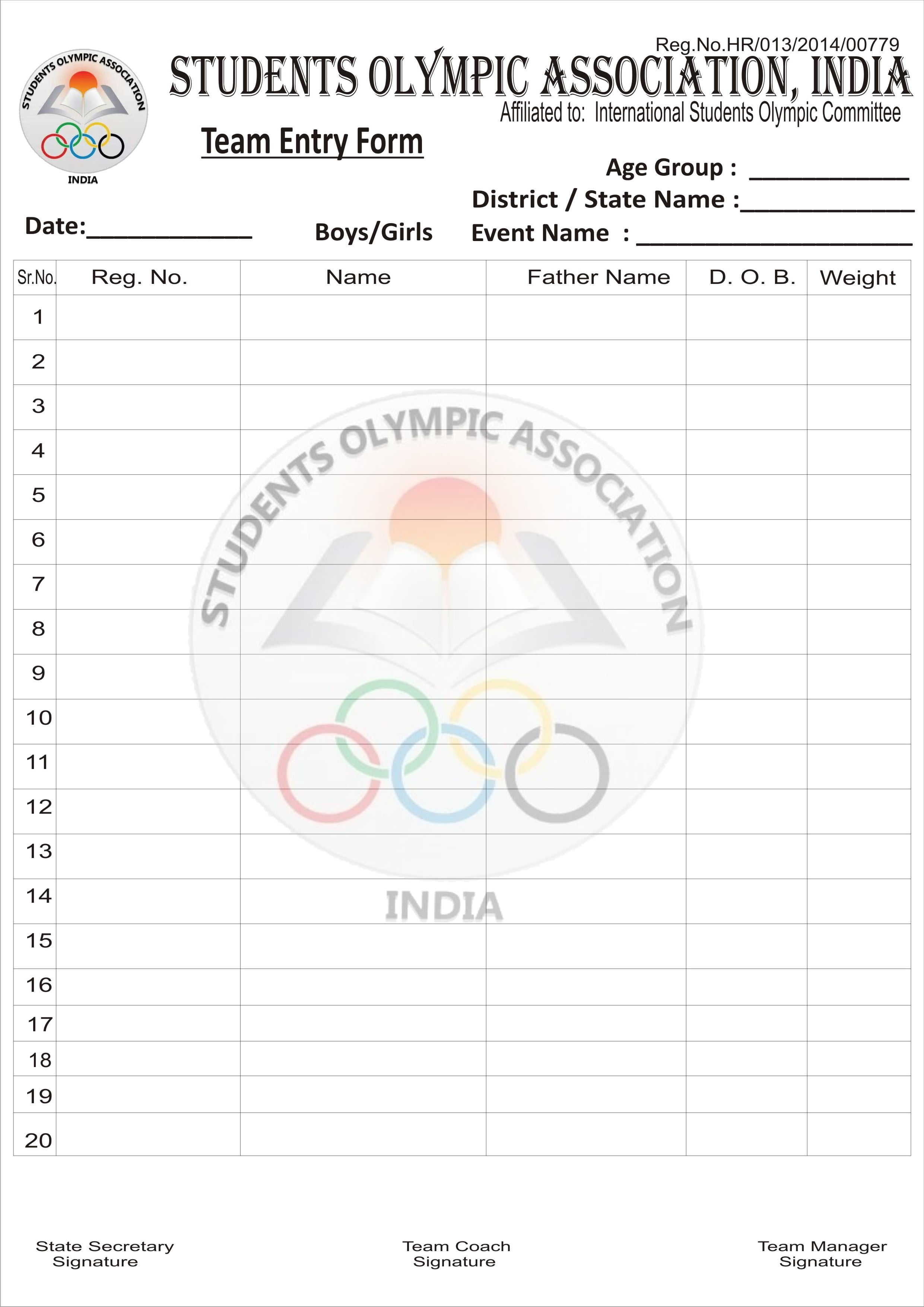 Registration Form – Students Olympic